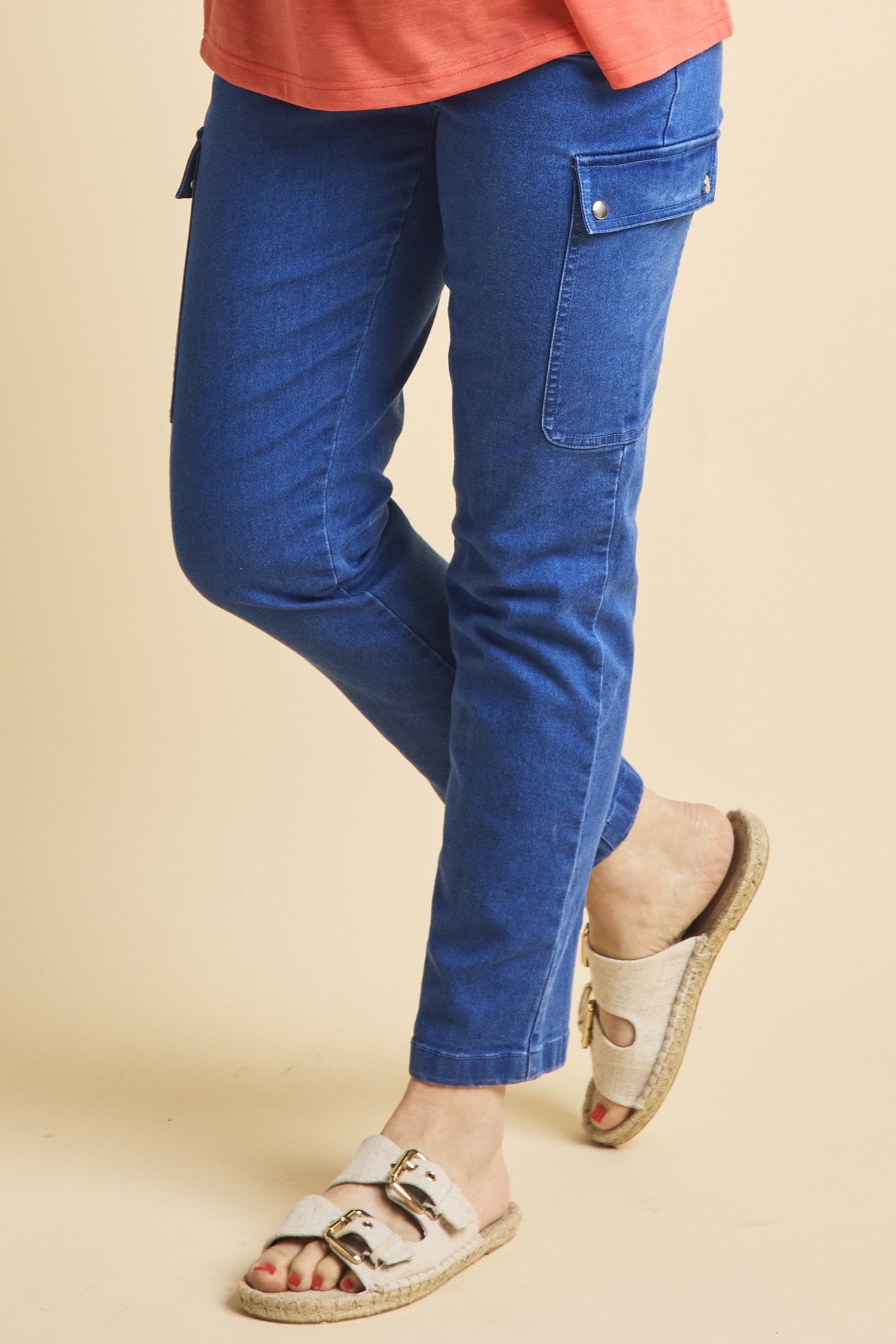 Stretch Denim Cargo Trousers Light Denim – Emreco